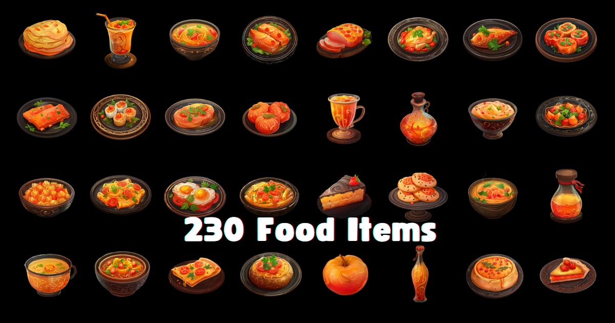 Culinary Icons Collection - 230 Food Items on Transparent Background ...