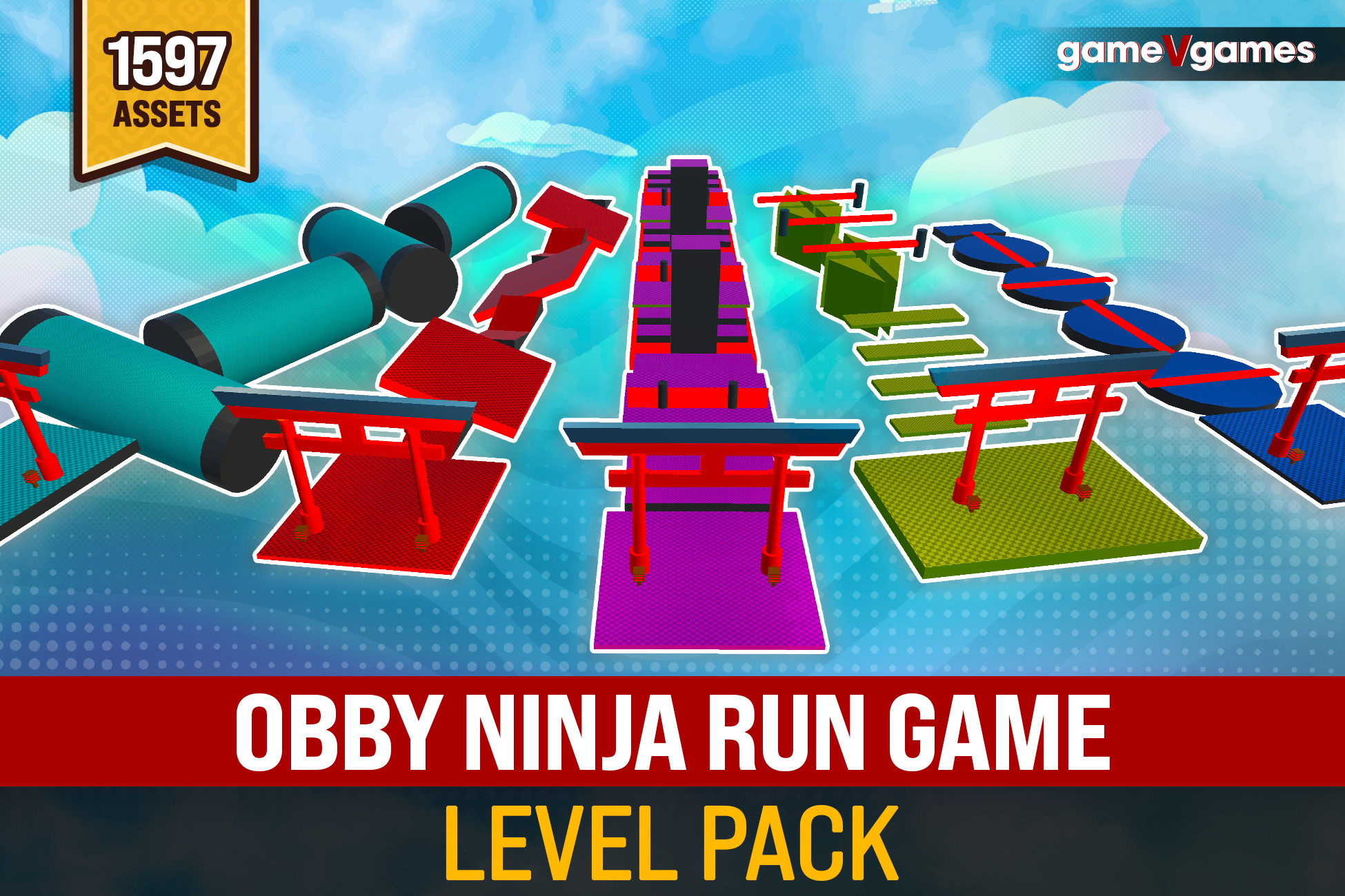 Obby Ninja Run Game Level Pack by gameVgames