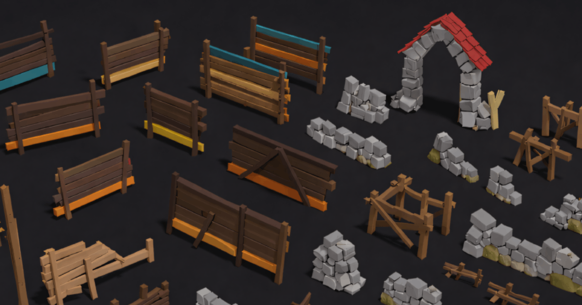 Low Poly Meadow Barrier Free: Fences & Walls with LODs | 3D Landscapes ...