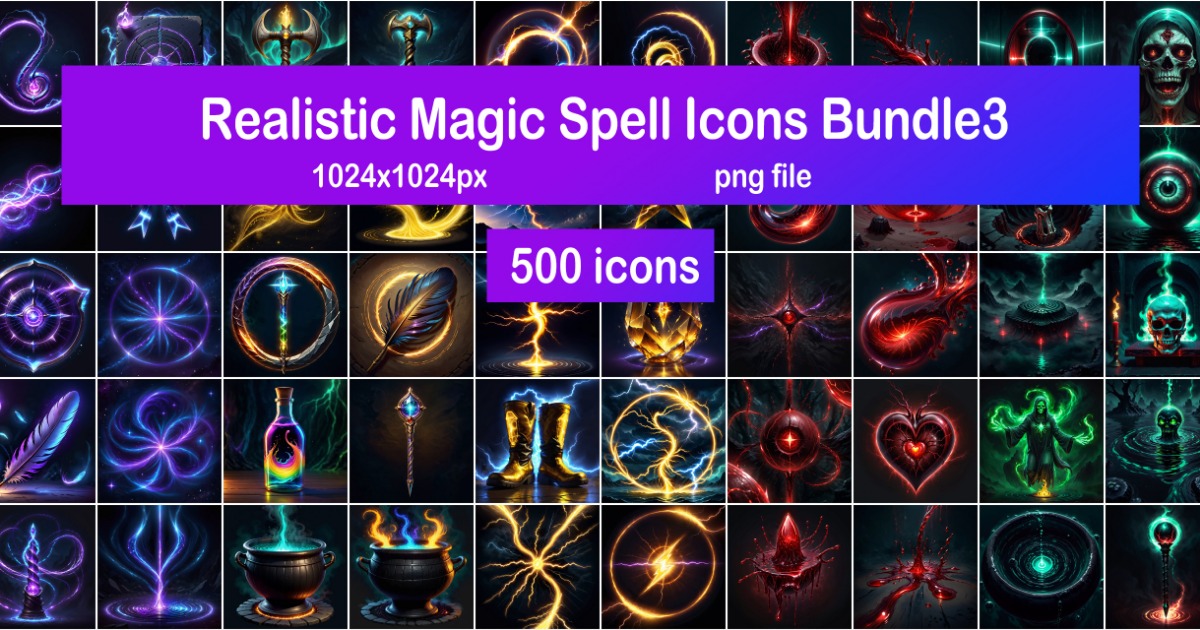 Realistic Magic Spell Icons Bundle3 | 2D Icons | Unity Asset Store