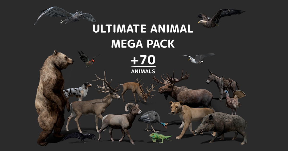 ULTIMATE 3D ANIMAL PACK | +60 MODELS | 3D 동물 | Unity Asset Store