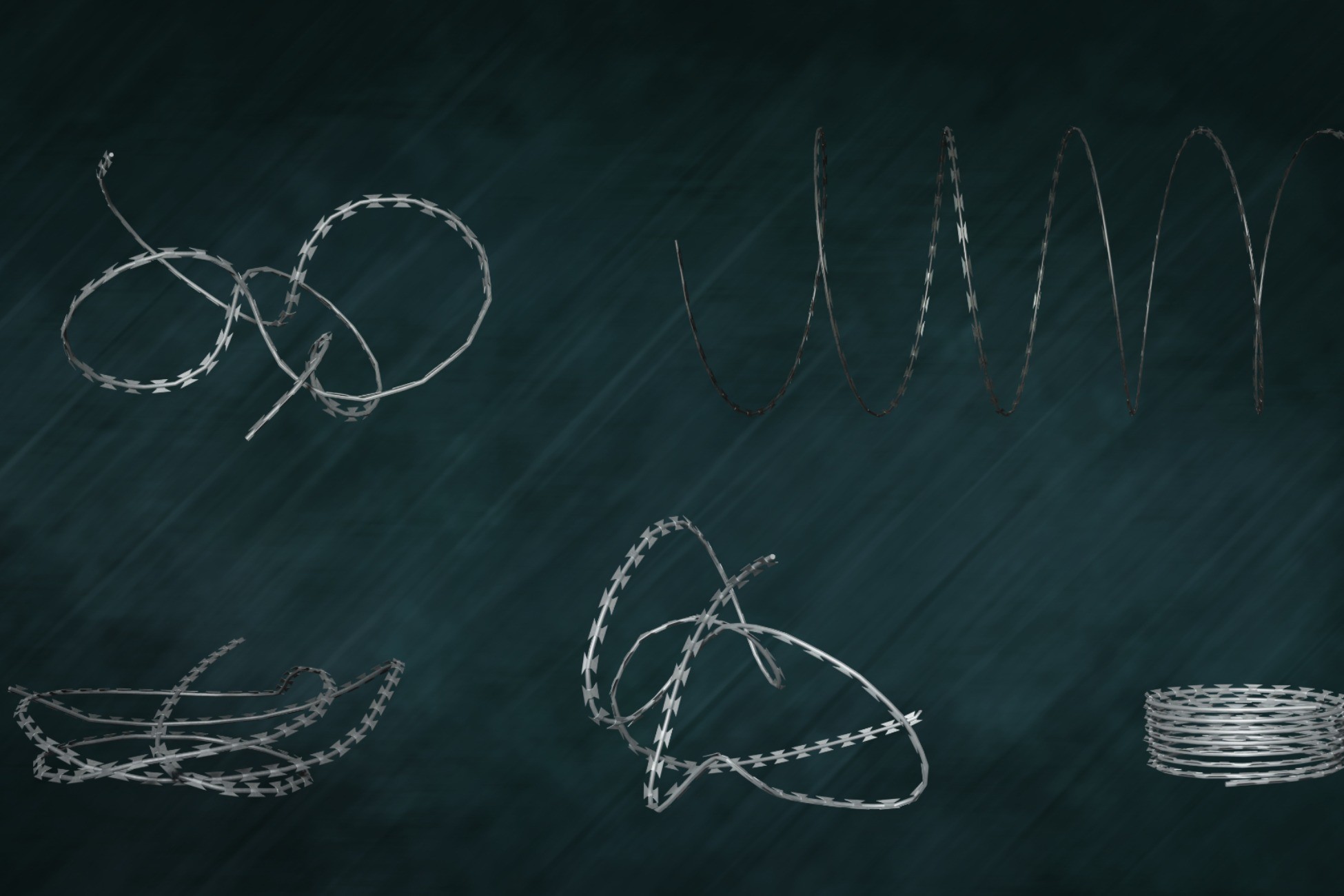 Wire Barbed Concertina Series Metal Curl G1 - N2 | 3D Industrial ...