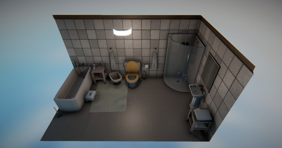 Modern Homes Small Bathroom Room Asset Package | 3D Environments ...