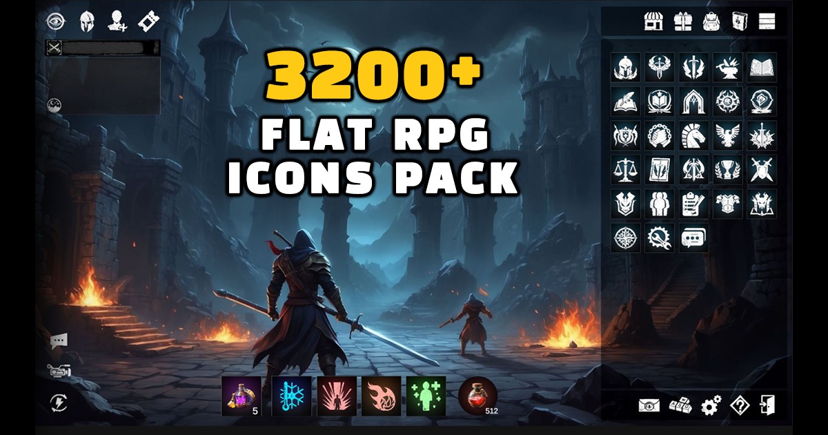 Flat GUI RPG Vector Icons Pack | 2D Icons | Unity Asset Store