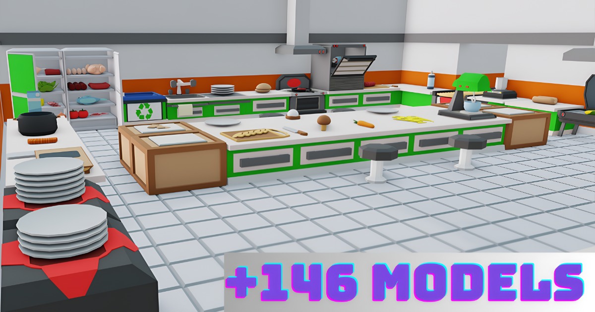 Flat Shaded Low Poly Kitchen Assets Pack | 3D Props | Unity Asset Store