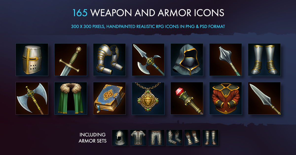 Weapon Armor And Equipment Icons | 2D Icons | Unity Asset Store