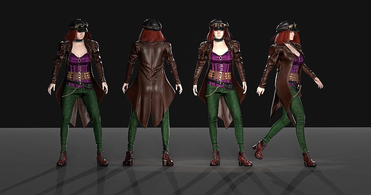 Fantasy girl in leather jacket, cap and steam punk glasses | Characters ...