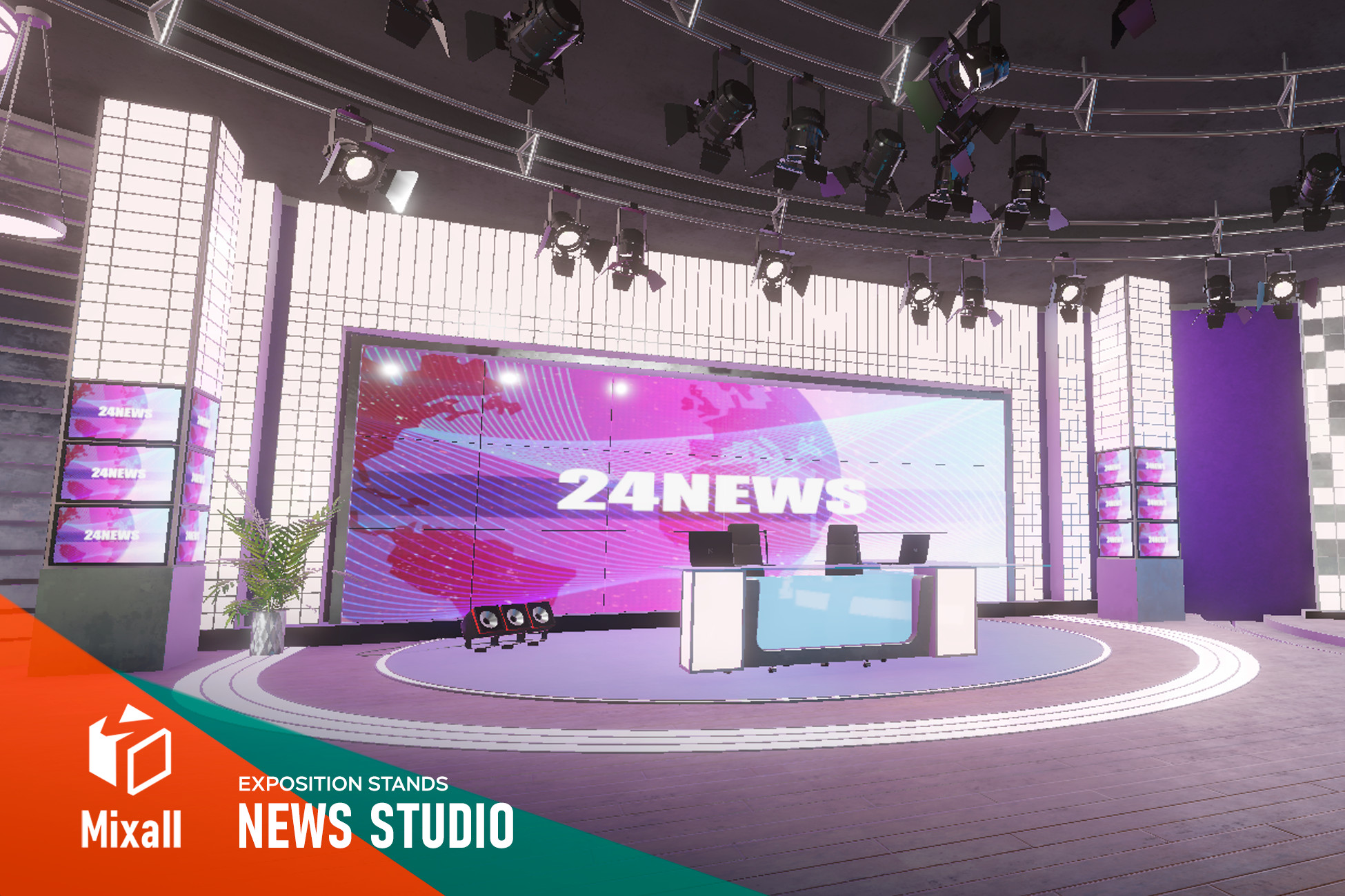 News studio - exposition stands | 3D Interior | Unity Asset Store