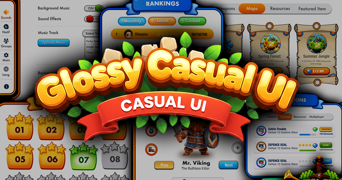 Glossy Casual UI | 2D GUI | Unity Asset Store
