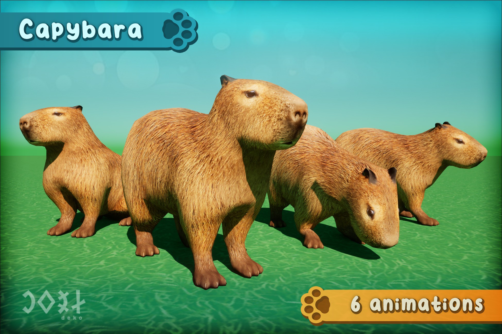 Capybara - Animated - Lowpoly | キャラクター | Unity Asset Store