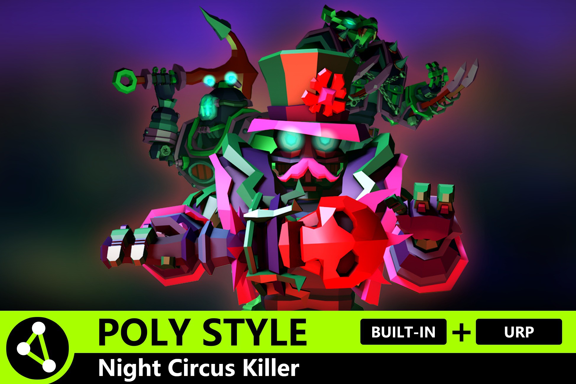POLY STYLE - Night Circus Killer | Characters | Unity Asset Store