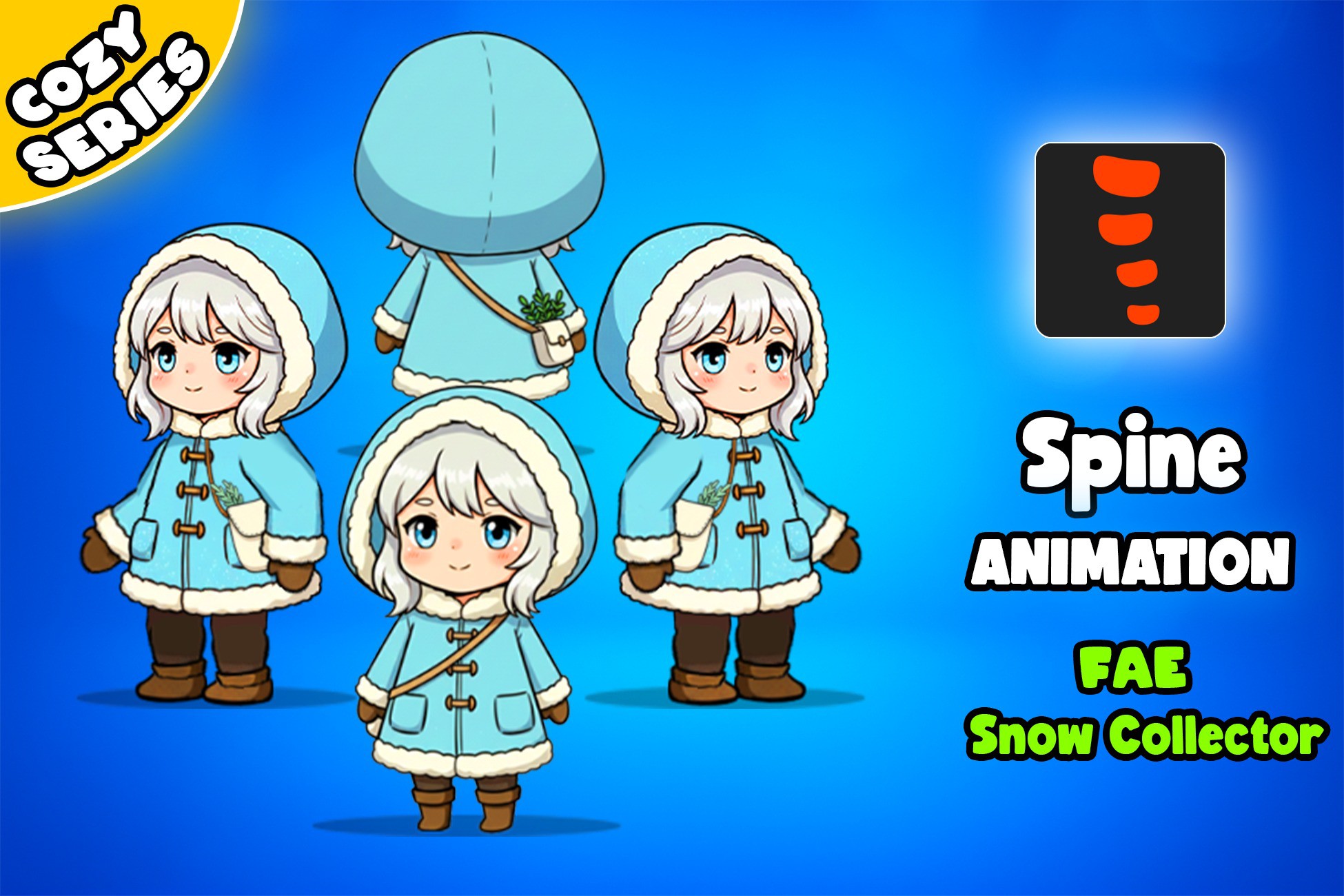 Fae Snow Collector 2D Animated Spine Character (Cozy Series) | 2D ...