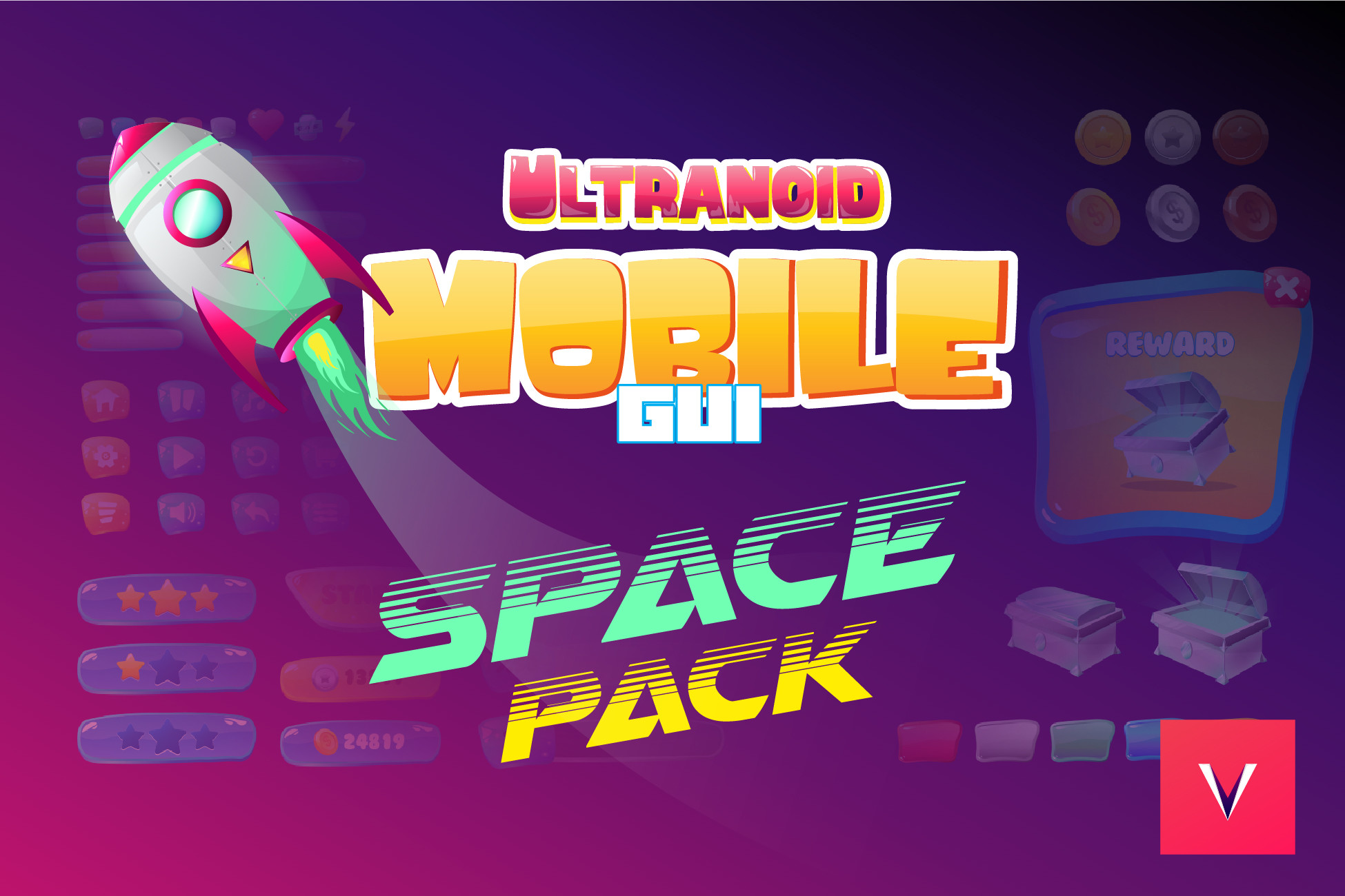 Ultranoid Ui Mobile Sci Fi Space Pack Gui Kit 2d Icons Unity