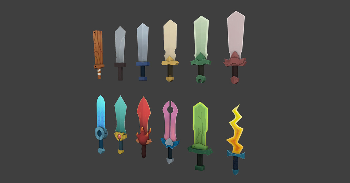 Chibi Style Stylized Swords 3D Models | 3D 武器 | Unity Asset Store