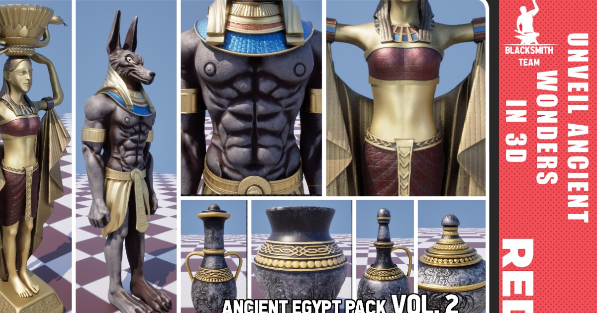 Ancient Egypt Pack Vol. 2 – Chariots & Statues with Hi-Res Baked ...
