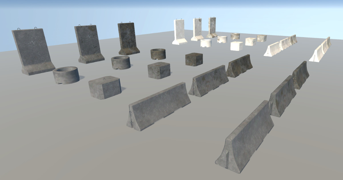 Concrete Barrier Variety Pack | 3D Props | Unity Asset Store
