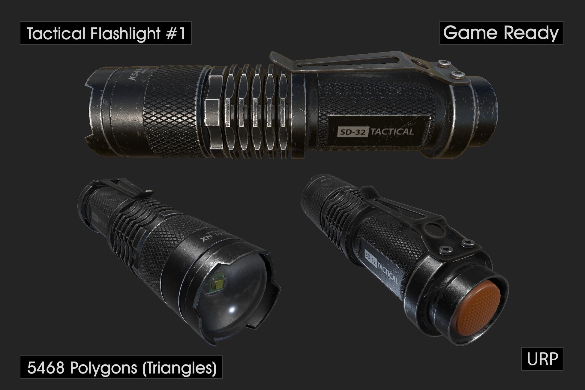 Flashlight # 01. Tactical. | 3D Tools | Unity Asset Store