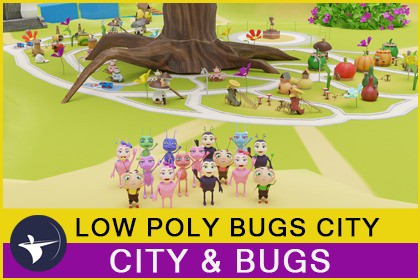 Bugs City Cartoon Town Stylized Full Pack with Insect Characters ...