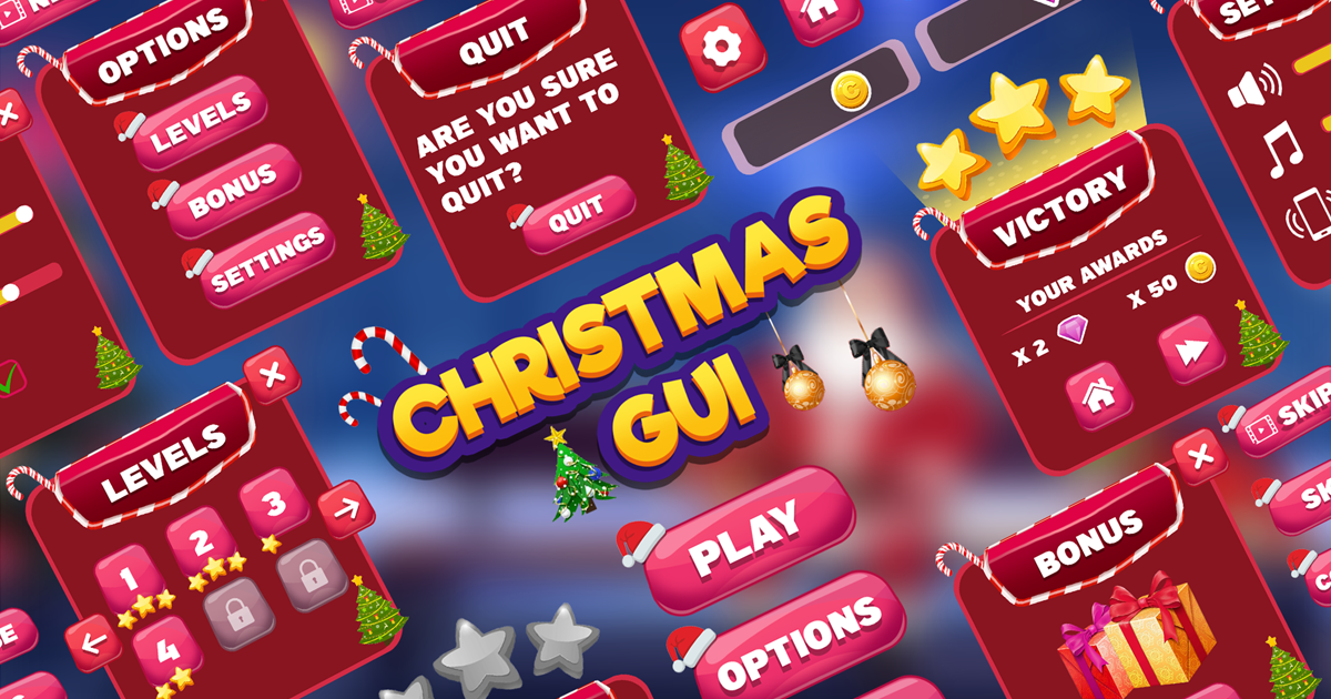 Winter Christmas UI Pack -- Hyper casual | 3D GUI | Unity Asset Store