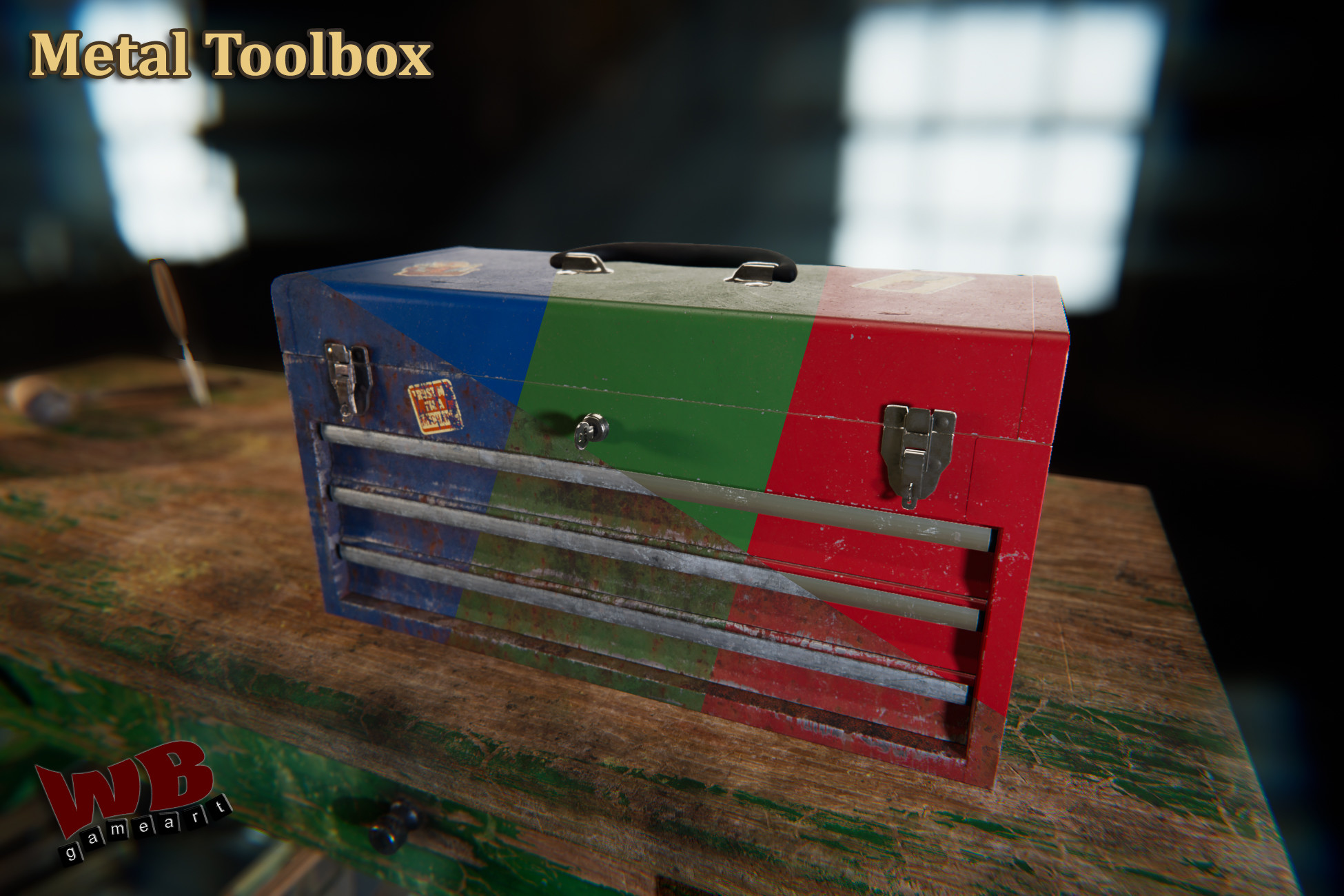 Metal Toolbox | 3 Colors, 2 Variants | Interactive & Animated | 3D Industrial | Unity Asset Store