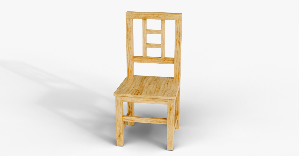 Light Wood Square-Back Chair 3D Model | 3D Furniture | Unity Asset Store