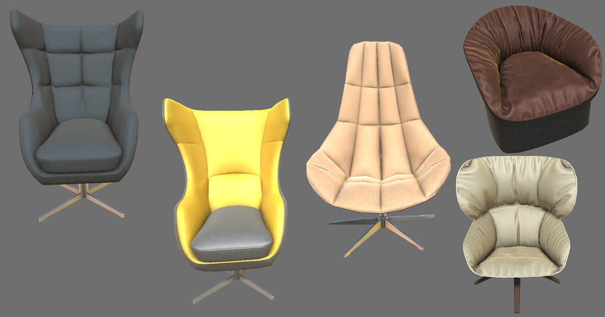 HQ Modern Armchair Pack | 3D Furniture | Unity Asset Store