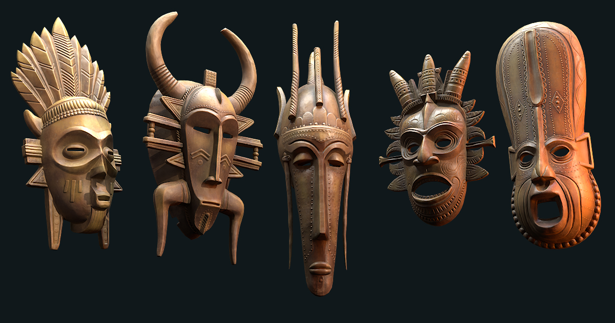 African Tribal Masks | 3D Props | Unity Asset Store