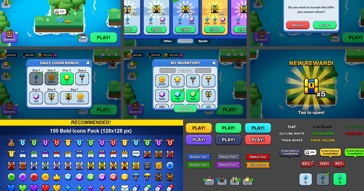 Bold GUI + Icons Pack | 2D Icons | Unity Asset Store