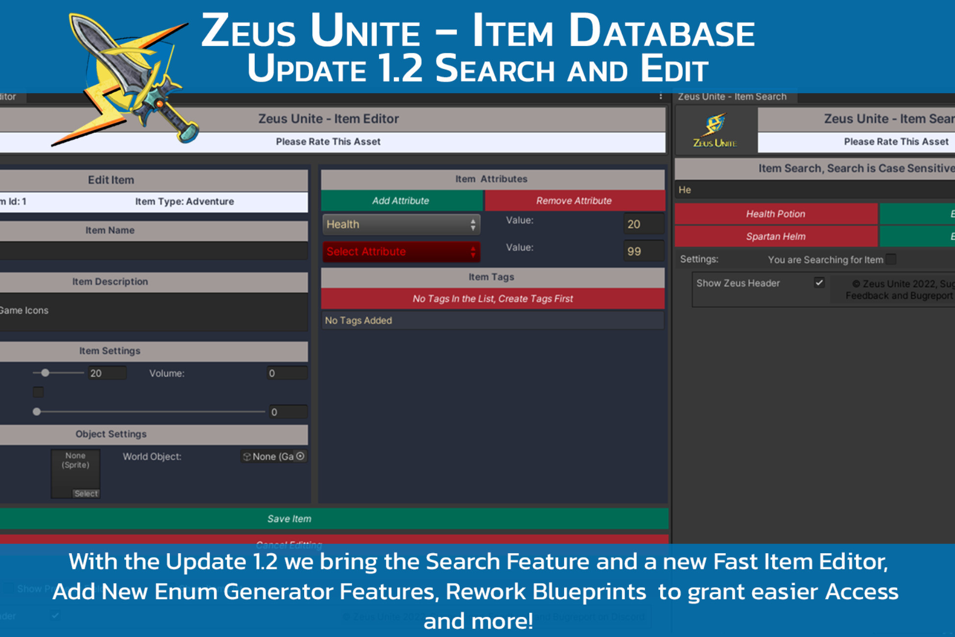 Zeus Unite - Item Database | Utilities Tools | Unity Asset Store Zeus Unite - Item Database | Utilities Tools | Unity Asset Store