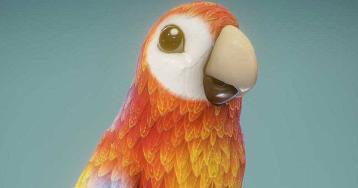 Stylized Ara Parrot Red-Yellow-Blue 3D Model (Game-Ready, Animated ...