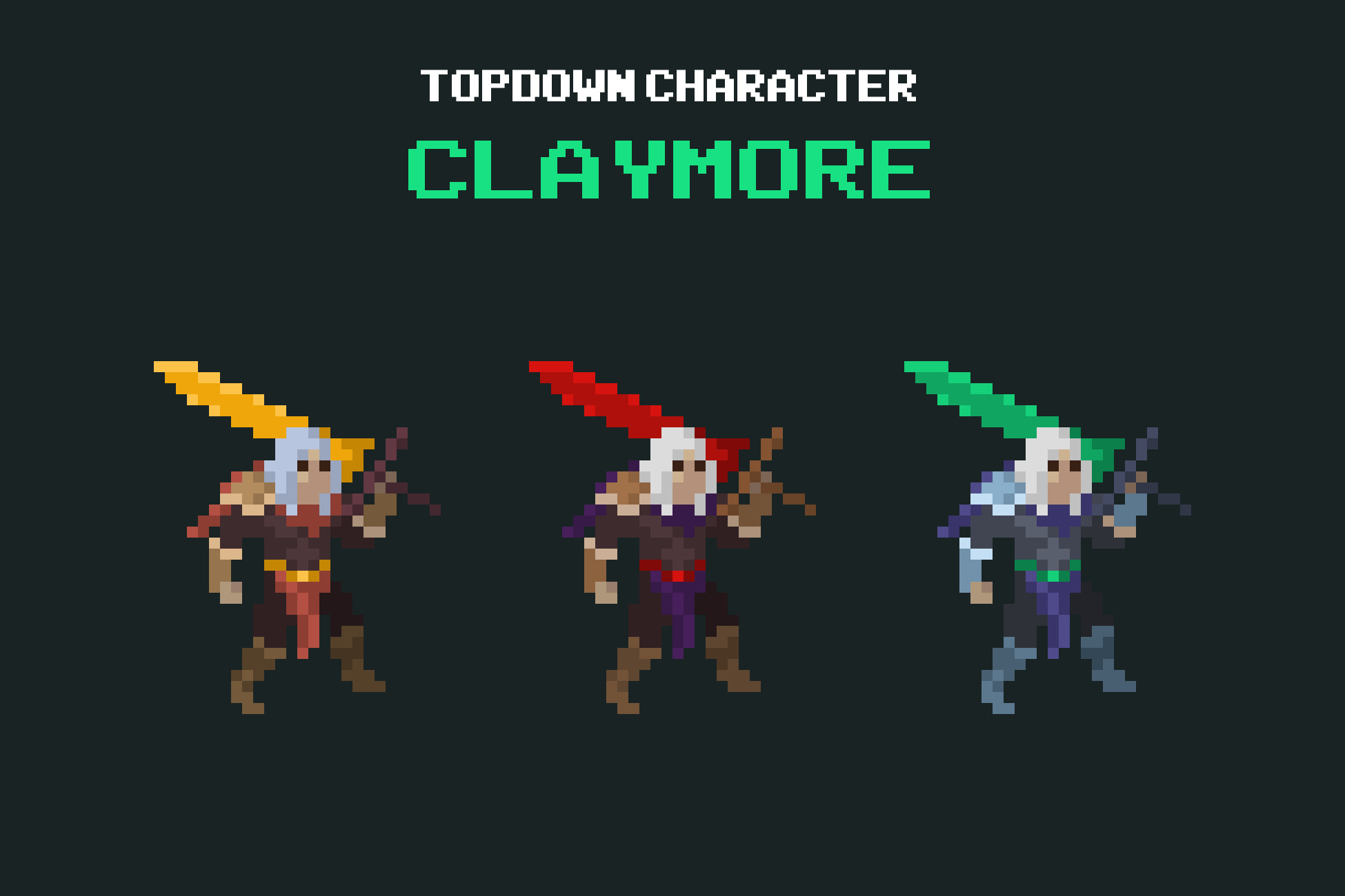 Claymore - Top Down Pixel Art Character Assets | 2D Characters | Unity Asset Store