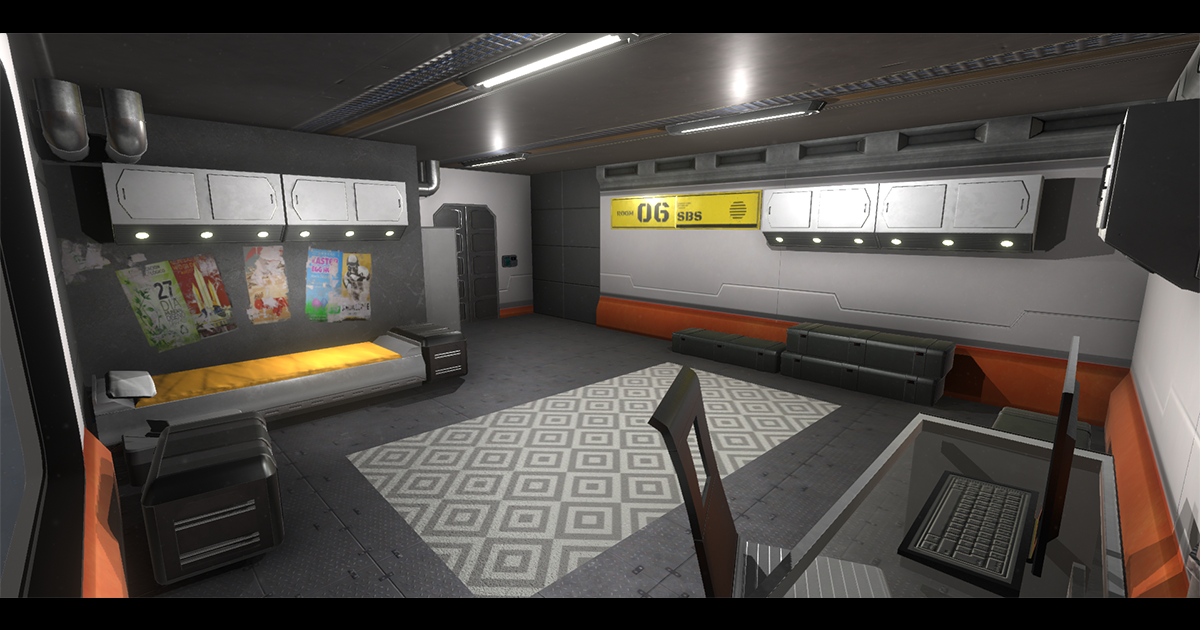 Scifi Station Bedroom Interior | 3D Sci-Fi | Unity Asset Store