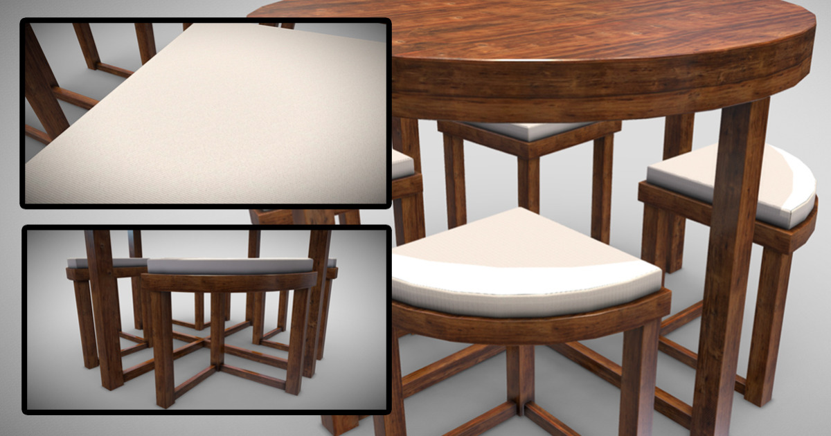 Round Dining Table Four Seater Vol01 | 3D Furniture | Unity Asset Store