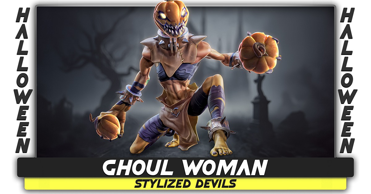 Stylized Ghoul Woman - Pumpkin Halloween - #54 | 3D Creatures | Unity ...