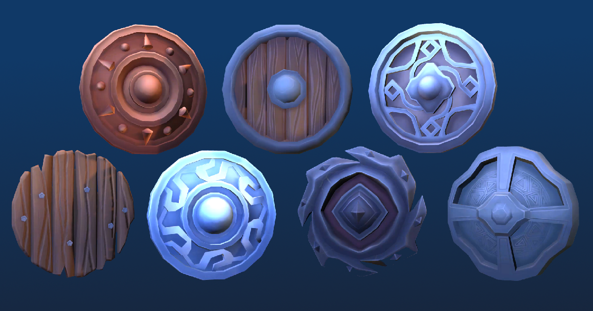 Stylized Fantasy Rounded Shields & Icons | 3D Weapons | Unity Asset Store
