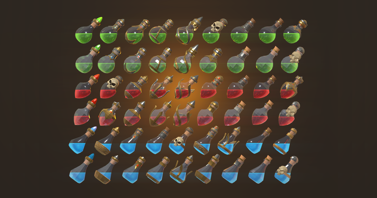 Fantasy Potions with Liquid Motion | 3D Props | Unity Asset Store
