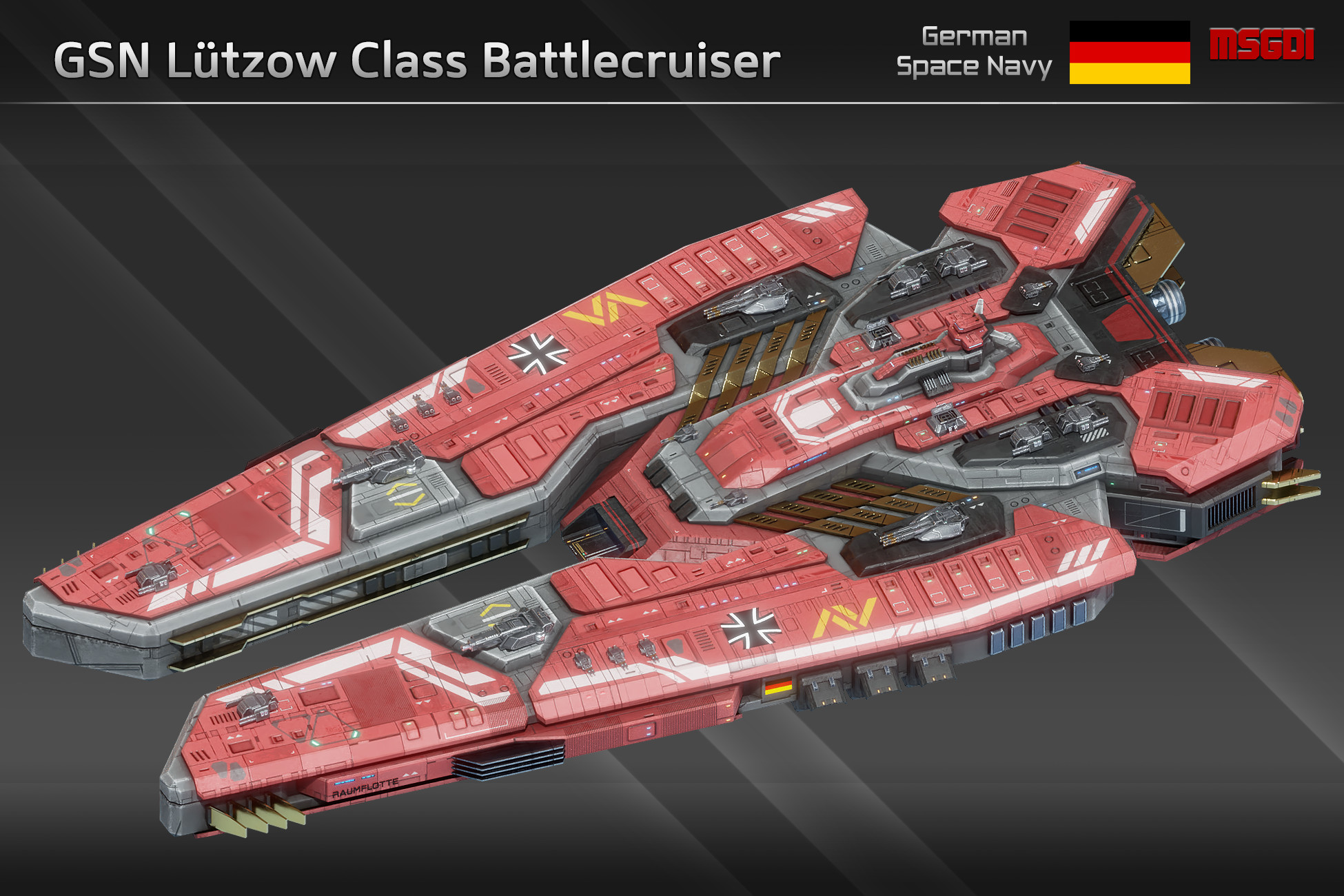 Spaceship GSN Lützow Class Battlecruiser | 3D Space | Unity Asset Store