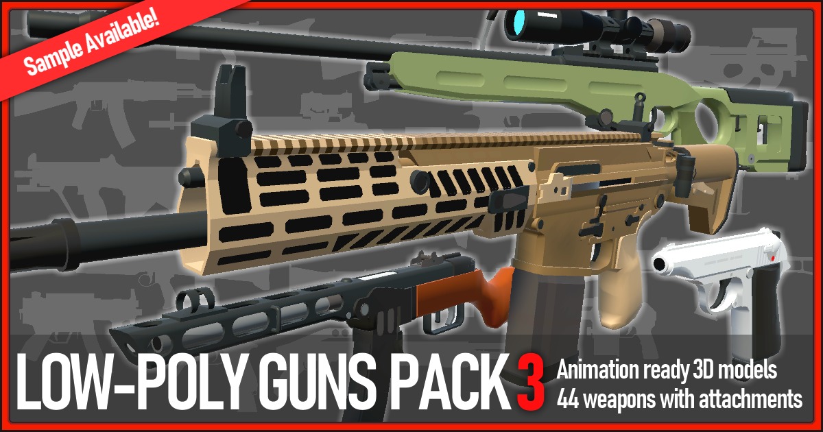 LOW-POLY GUNS PACK vol.3 | 3D 총기 | Unity Asset Store