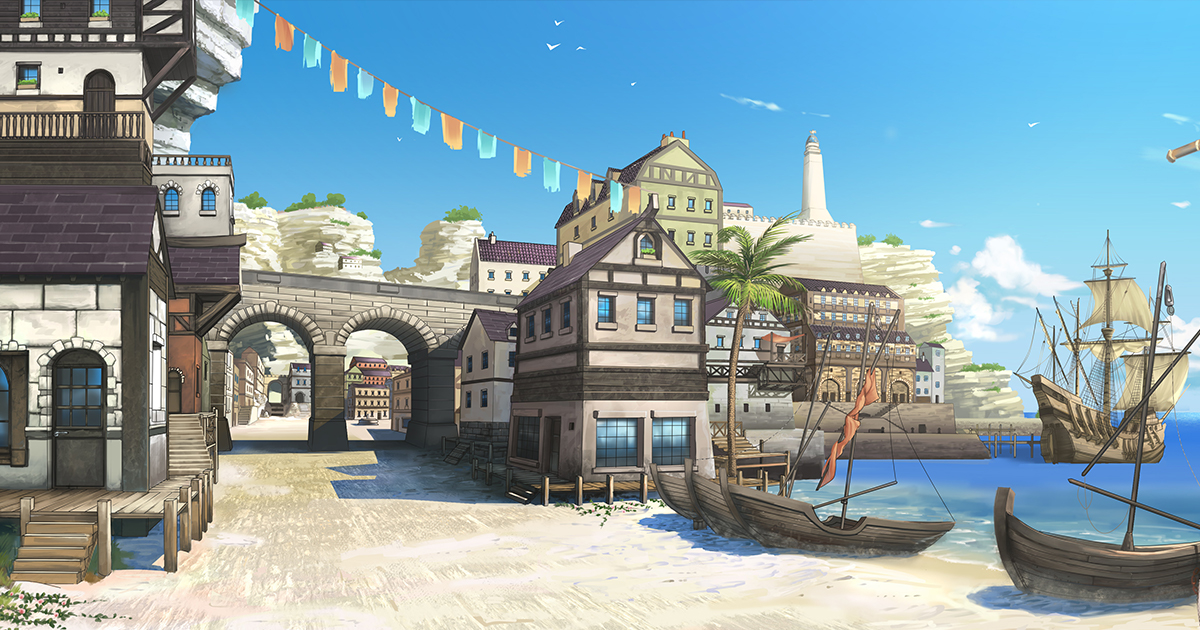 Seaside Town - High Quality Parallax Background | 2D Textures ...