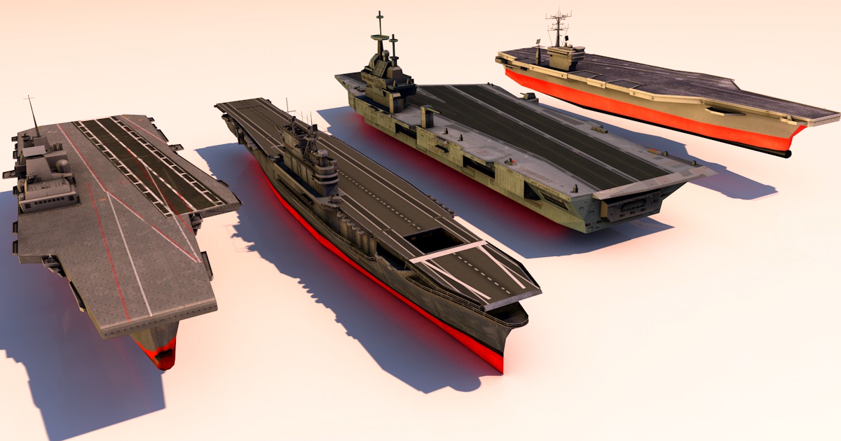 Pack Of 4 low poly game ready aircraft carriers | 3D 해상 | Unity Asset Store