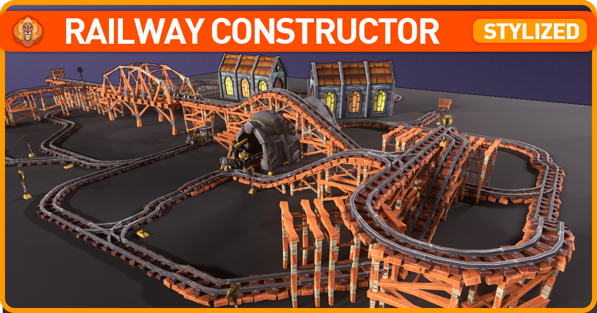 Stylized Railway Modular Constructor | 3D Roadways | Unity Asset Store