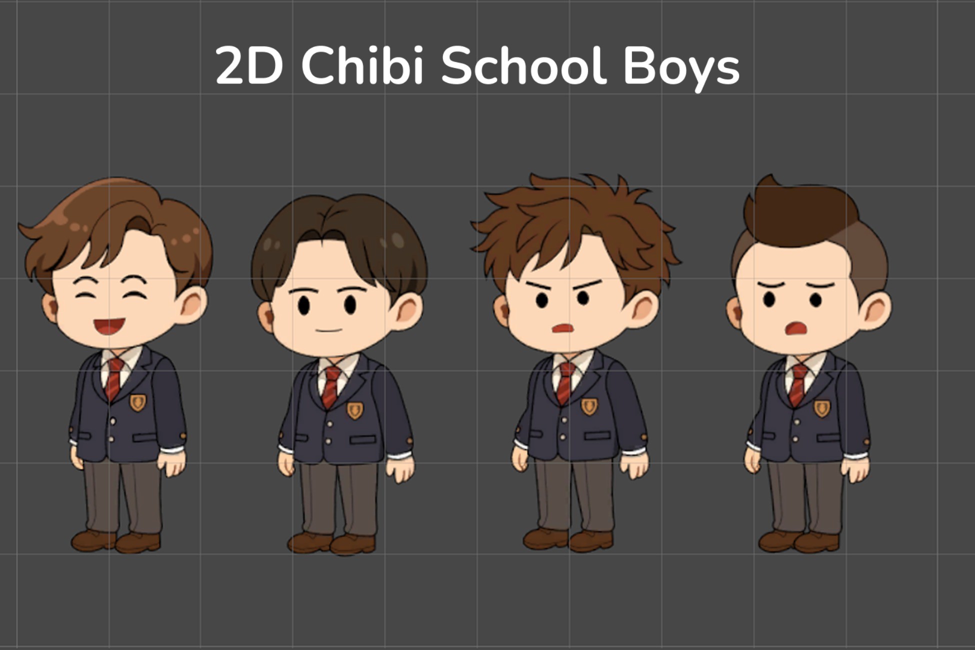 2D Chibi School Boys | 2D Characters | Unity Asset Store