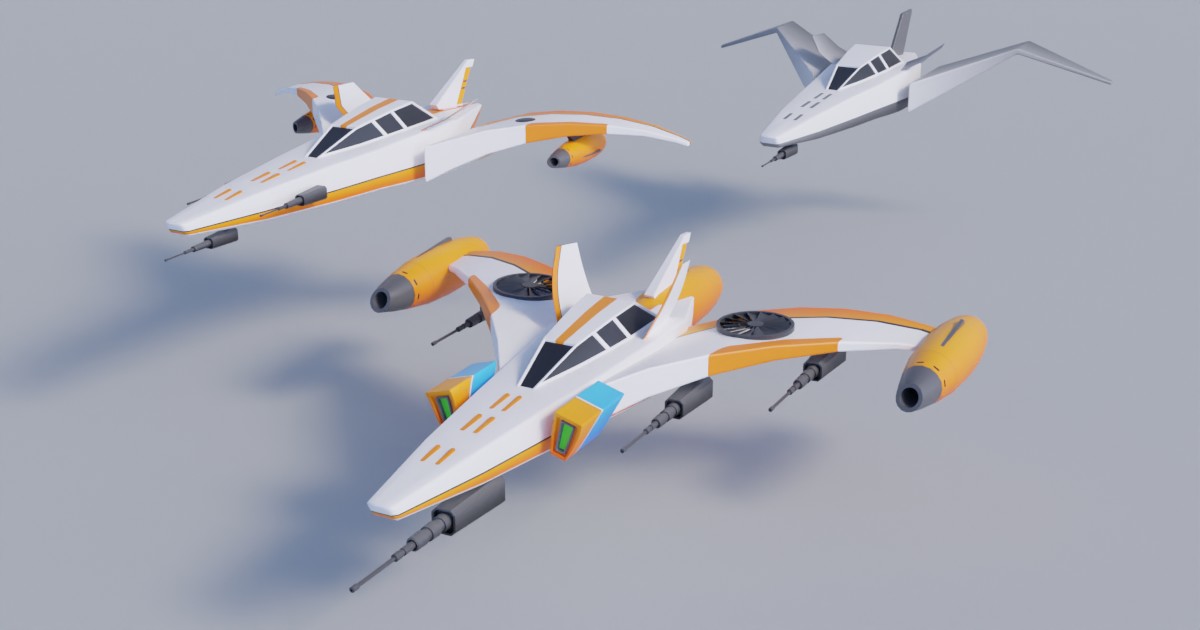 Low Poly 3D Spaceship with Upgradable Parts | 3D Sci-Fi | Unity Asset Store