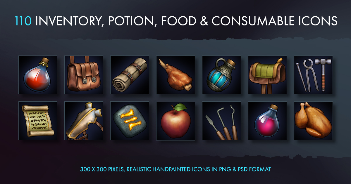 Inventory Potion Food And Consumable Icons | 2D Icons | Unity Asset Store