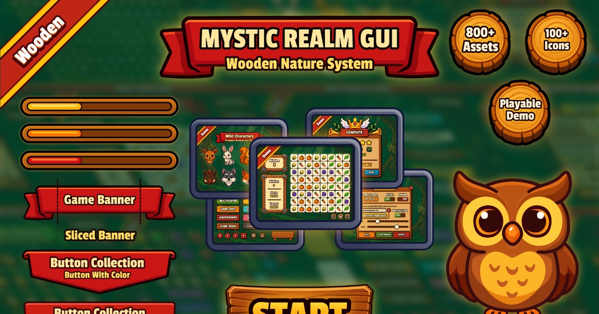 Mystic Realm - Wooden GUI Pack | 2D GUI | Unity Asset Store