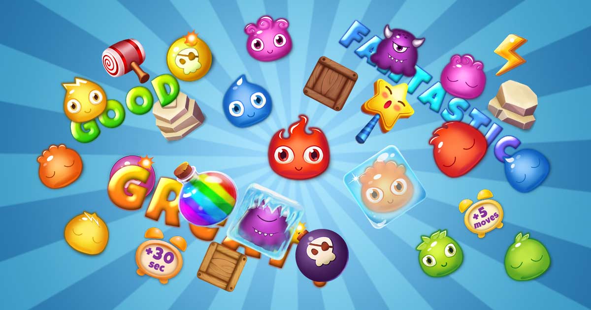 Match 3 - Cute Magic Character Pack | 2D Textures & Materials | Unity ...