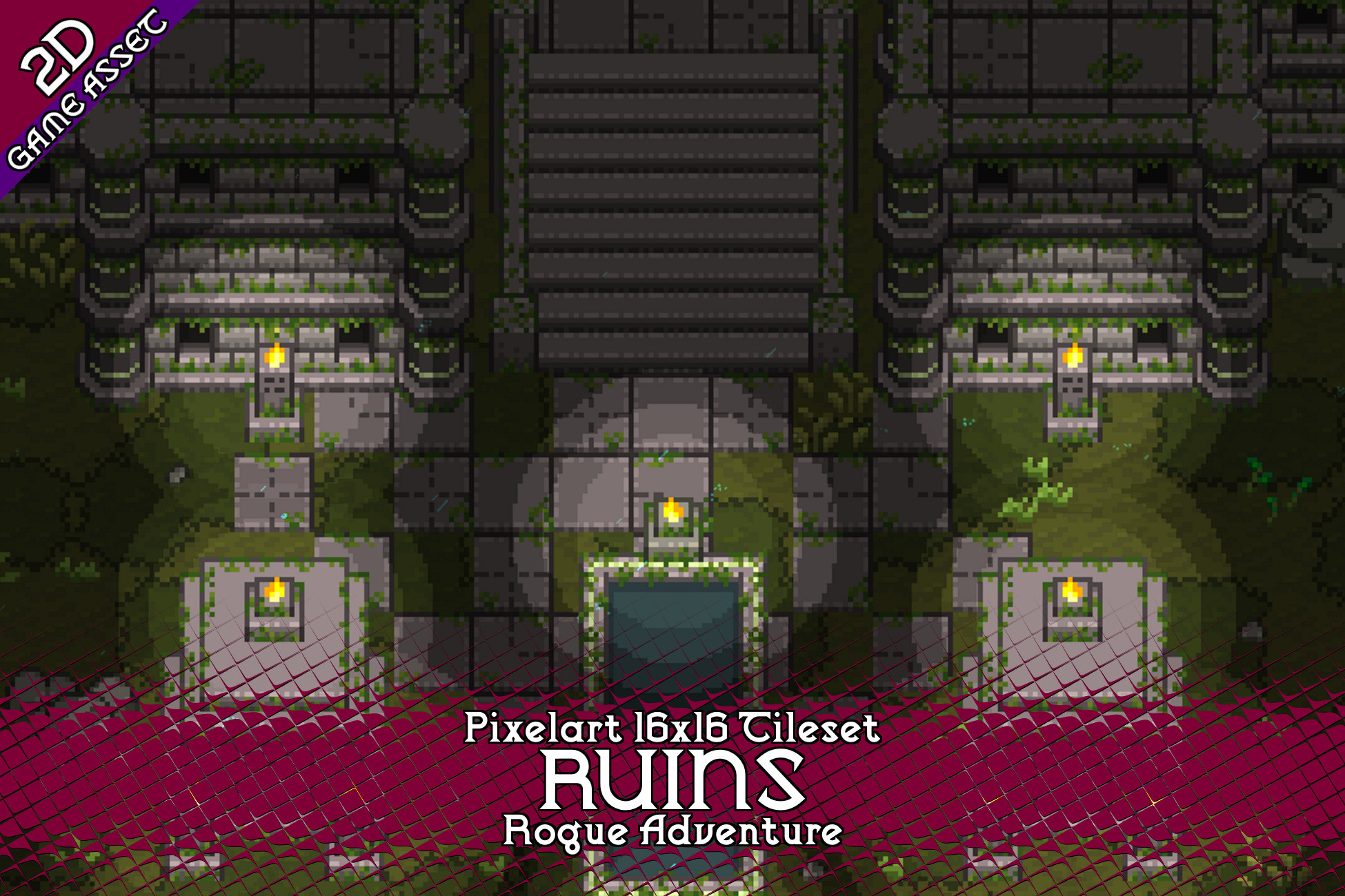 2D TopDown Ruins Tileset - Rogue Adventure | 2D 주변환경 | Unity Asset Store
