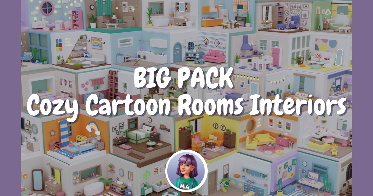BIG PACK Cozy Cartoon Rooms Interiors | 3D Interior | Unity Asset Store