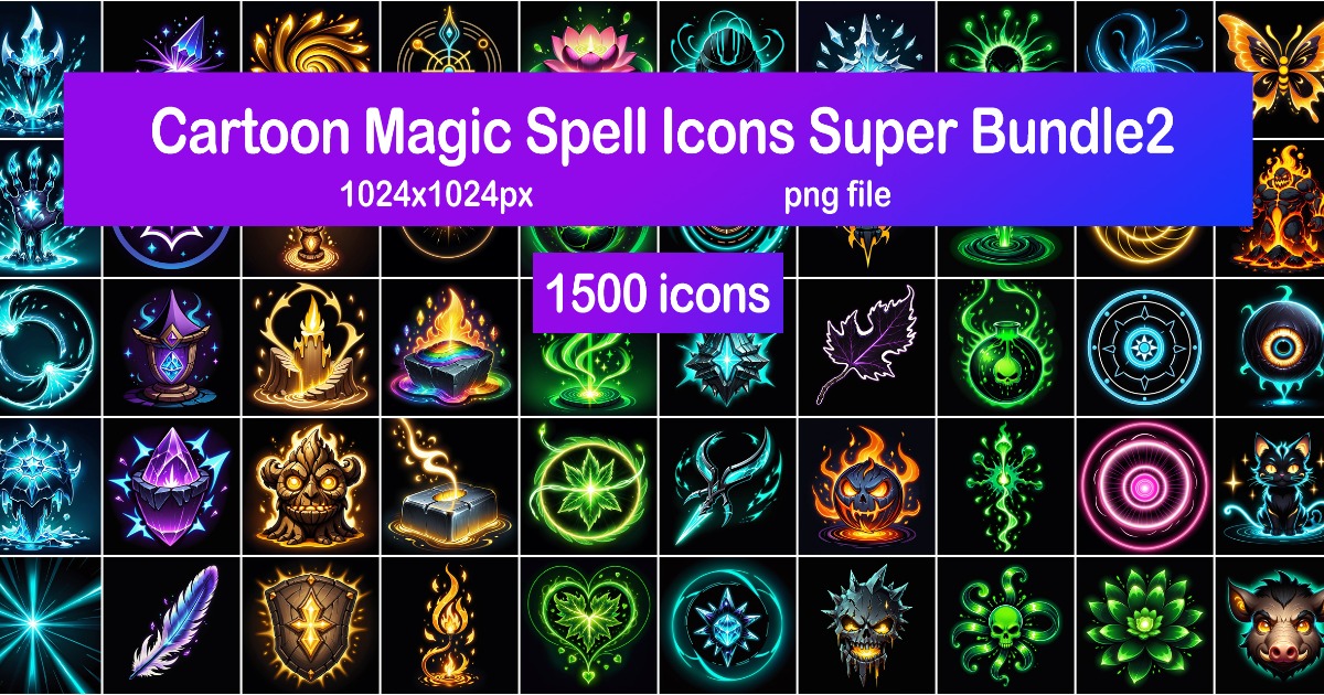 Cartoon Magic Spell Icons Super Bundle2 | 2D Icons | Unity Asset Store