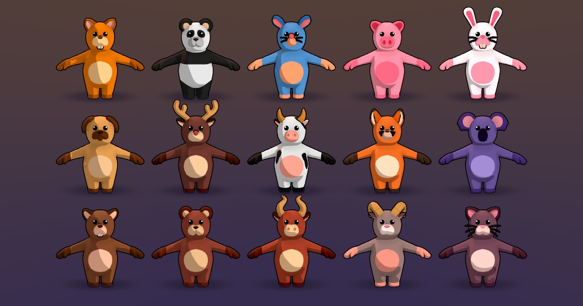Mascot Humanoid Animal Characters: 15 Unique Humanoids, Matcap Magic | 3D Humanoids | Unity ...